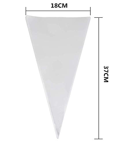 Muyindo 100 Pieces (7x15 Inch) Clear Bags Cone Bag Cello Bags Popcorn Bags Triangle Goody Bags with Twist Ties for Candies Handmade Cookies Bags