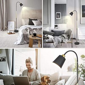 Floor Lamp，Industrial Floor Lamp Height Adjustable 360°Rotation Lampshade Modern Standing Lamp , Metal Heads Indoor Task Lighting for Living Room Bedroom Office （Black）