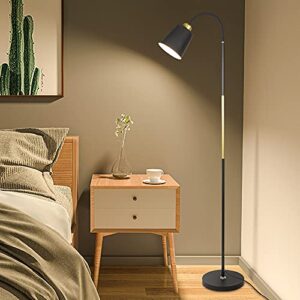 Floor Lamp，Industrial Floor Lamp Height Adjustable 360°Rotation Lampshade Modern Standing Lamp , Metal Heads Indoor Task Lighting for Living Room Bedroom Office （Black）