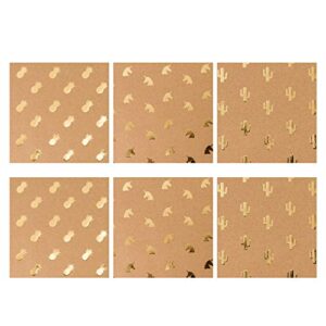 RUSPEPA Kraft Wrapping Paper Gold Foil Unicorn Pineapple Cactus Shiny Kraft Paper for Birthday, Holiday, Wedding Wrap - 6 Sheets Packed as 1 roll - 17.5 x 30 inches per Sheet