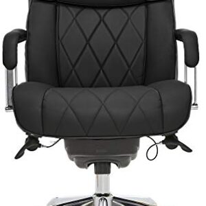 La-Z-Boy Sutherland Quilted Leather Executive Office Chair with Padded Arms, High Back Ergonomic Desk Chair with Lumbar Support, Black Bonded Leather