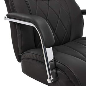 La-Z-Boy Sutherland Quilted Leather Executive Office Chair with Padded Arms, High Back Ergonomic Desk Chair with Lumbar Support, Black Bonded Leather