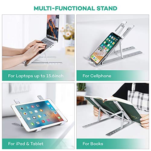 LEHOM Laptop Stand Holder for Desk, Adjustable Portable Computer Riser Stand, Foldable Aluminum Notebook Elevator for Mac MacBook Pro Air, Lenovo, HP, Dell More 10 to 15.6 inches Laptops Tablets