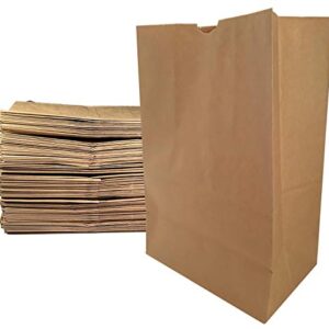 Large Paper Grocery Bags, 12x7x17 Kraft Brown Heavy Duty Sack 57 Lbs Basis Weight (100)