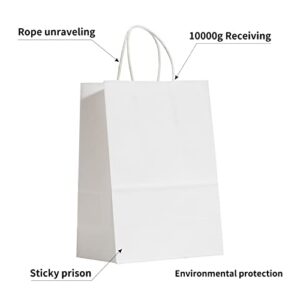 RACETOP Small White Gift Bags with Handles Bulk, 5.9"x3.2"x8.3" 50Pcs, Small White Paper Bags with Handles Bulk, Mini Gift Bags, Gift Bags Bulk, Party Bags, Shopping Bags, Merchandise Bags