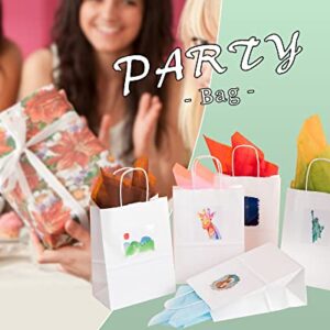 RACETOP Small White Gift Bags with Handles Bulk, 5.9"x3.2"x8.3" 50Pcs, Small White Paper Bags with Handles Bulk, Mini Gift Bags, Gift Bags Bulk, Party Bags, Shopping Bags, Merchandise Bags