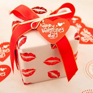 WRAPAHOLIC Wrapping Paper Roll - Red Foil Lips for Birthday, Holiday, Valentine's Day Wrap - 30 inch x 16.5 feet