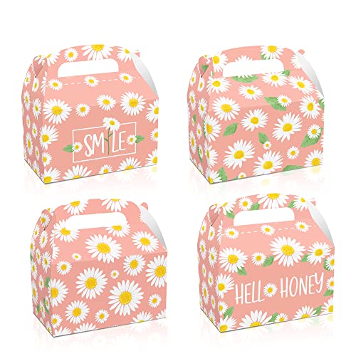 12 Pack Daisy Flower Favor Treat Boxes Pink Daisy Birthday Treat Boxes Hello Summer Goodies Gift Boxes for Baby Shower Birthday Party Decorations Supplies