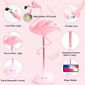 Fantasee Flamingo Desk Lamp USB Bedside Table Lamp Nursery Night Light Touch Dimmable for Child Kids Students Bedroom Living Room Dorm Reading Birthday Party Gift (Pink Flamingo)