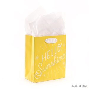 Hallmark 6" Small Yellow Gift Bag with Tissue Paper - Hello Sunshine - For Baby Showers, Birthdays, Get Well or Any Occasion