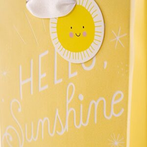 Hallmark 6" Small Yellow Gift Bag with Tissue Paper - Hello Sunshine - For Baby Showers, Birthdays, Get Well or Any Occasion