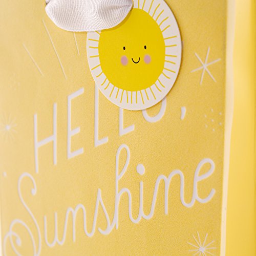 Hallmark 6" Small Yellow Gift Bag with Tissue Paper - Hello Sunshine - For Baby Showers, Birthdays, Get Well or Any Occasion