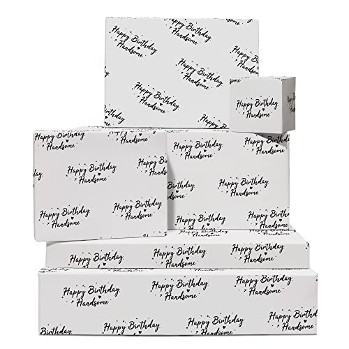 CENTRAL 23 Gray Wrapping Paper for Men - 6 Sheets Giftwrap - Birthday Gift Wrap for Son Boyfriend Husband - Comes With Fun Stickers - Recyclable