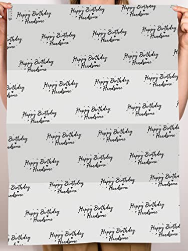 CENTRAL 23 Gray Wrapping Paper for Men - 6 Sheets Giftwrap - Birthday Gift Wrap for Son Boyfriend Husband - Comes With Fun Stickers - Recyclable