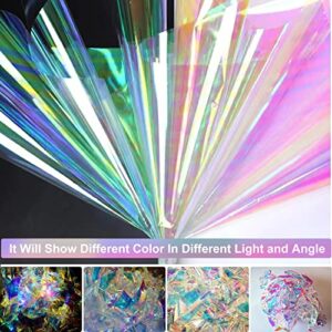 66 ft x 34 in Extra Wide Iridescent Cellophane Wrap Roll, Iridescent Film Cellophane Wrapping Paper Rainbow Colored Cellophane Wrap for Gift Baskets, Treats, Gifts, Flower, Crafts, Holiday, Christmas Decoration