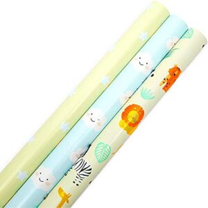 sparkle and bash baby shower wrapping paper, double-sided with cut lines, 30 in x 16 ft (3 rolls)