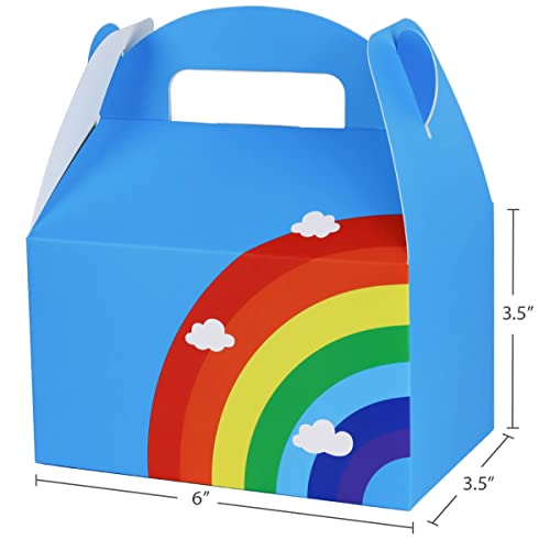 Naleyber Rainbow Party Favor Treat Boxes 16pcs Thickened Paper Gift Gable Box, Candy Snack Goodie Bag for Birthdays, Wedding, Holidays, Vivid Colored