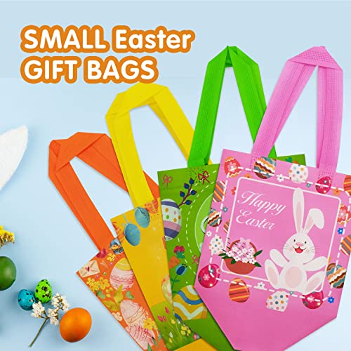 Maetrin 24pcs Easter Bags with Handles, Small Easter Gift Bags for Kids Bulk Size 8 * 8 * 6inches, Premium Reusable Easter Tote Bags for Egg Hunt as Easter Egg Hunt Basket Bags or Easter Party Bags