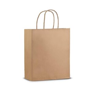 50 pack – premium quality – trendy kraft paper bags with handles – bulk small brown paper gift bags, perfect kraft bag, party bag or shopping bag (8″ x 4″ x 10″, brown)