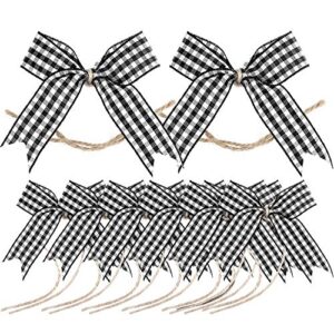 24 pieces black and white plaid bows small buffalo plaid decorative bows for christmas tree farmhouse decoration package supply