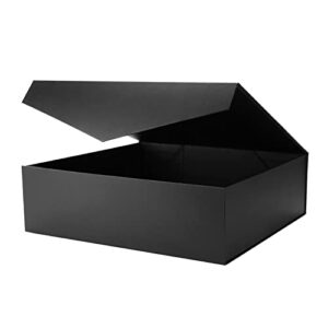 packhome 16.3×14.2×5 inches, extra large gift box with lid, gift box for clothes and large gifts (matte black with grain texture)