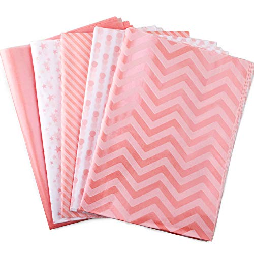 MR FIVE 50 Sheets Pink Gift Wrapping Tissue Paper Bulk,20" x 28",Tissue Paper for Gift Bags,DIY and Craft,Wrapping Paper for Weeding,Baby Shower,Birthday,Holiday