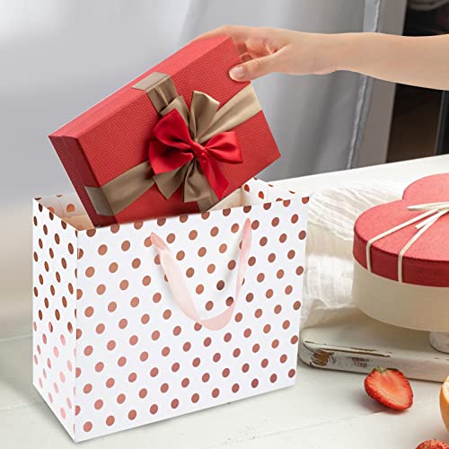 Plauthus 16" Extra Large Gift Bags for Presents with Tissue Paper for Birthday Party and Baby Shower (4 Packs, Gold, Rose Gold, Blue, Red metallic dots)