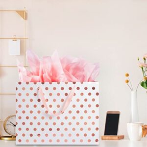 Plauthus 16" Extra Large Gift Bags for Presents with Tissue Paper for Birthday Party and Baby Shower (4 Packs, Gold, Rose Gold, Blue, Red metallic dots)