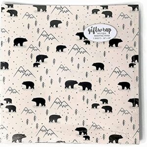 Stesha Party Bear Baby Shower Birthday Wrapping Paper - Folded Flat 30 x 20 Inch (3 Sheets)