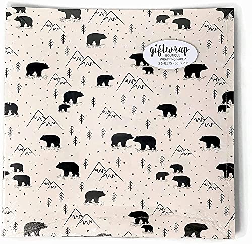 Stesha Party Bear Baby Shower Birthday Wrapping Paper - Folded Flat 30 x 20 Inch (3 Sheets)