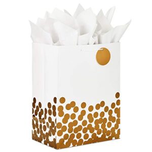 hallmark 17″ extra large for christmas, hanukkah, weddings, valentine’s day, graduations gift bag with tissue paper, jumbo, white/gold