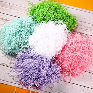 10 Pack 300g Easter Crinkle Cut Paper Shred Filler for Packing and Empty Basket Filler, Raffia Tissue Paper Grass Stuffers for Irish Day(Wonderful Color)