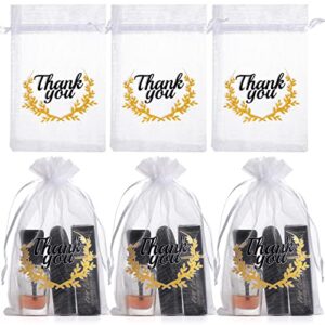 hopttreely small thank you bags sheer organza bags, 100pcs wedding favor bags with drawstring, 4x6 jewelry gift bags for party, jewelry, christmas, festival, makeup mesh favor bags (white)