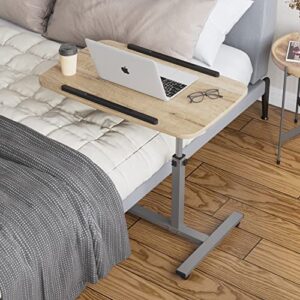 furist adjustable overbed bedside table rolling laptop desk cart height adjustable portable mobile laptop tray sit stand desk tilting hospital bed with wheels（0208 grey）