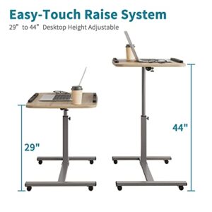 Furist Adjustable Overbed Bedside Table Rolling Laptop Desk Cart Height Adjustable Portable Mobile Laptop Tray Sit Stand Desk Tilting Hospital Bed with Wheels（0208 Grey）