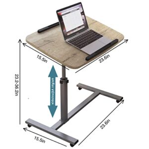 Furist Adjustable Overbed Bedside Table Rolling Laptop Desk Cart Height Adjustable Portable Mobile Laptop Tray Sit Stand Desk Tilting Hospital Bed with Wheels（0208 Grey）