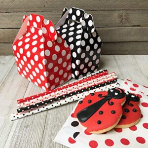 Outside the Box Papers Red Black and White Paper MINI Gable Favor Boxes- Ladybug Theme - Polka Dot - 24 Count PLEASE READ MEASUREMENTS AND VIEW ALL PICTURES