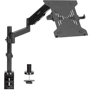 vivo universal adjustable 10 to 15.6 inch laptop holder desk mount, single pneumatic arm vesa notebook stand with c-clamp and grommet options, black, stand-v101l