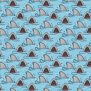 Shark Birthday Party Gift Wrapping Paper - Folded Flat 30 x 20 Inch (3 Sheets)