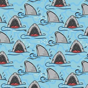 Shark Birthday Party Gift Wrapping Paper - Folded Flat 30 x 20 Inch (3 Sheets)