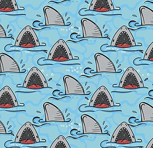 Shark Birthday Party Gift Wrapping Paper - Folded Flat 30 x 20 Inch (3 Sheets)