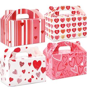 moretoes 52 pack valentine gable treat boxes cardboard paper goodie boxes party supplies, candy treat cookie boxes