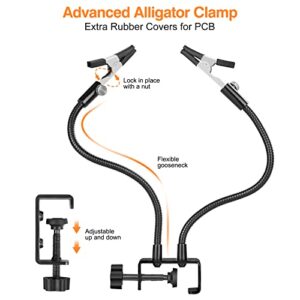 Magnifying Glass with Light, EOOKU 3-in-1 Magnifying Desk Lamp 5X & 10X Magnifying Glass with Light, Adjustable Swivel Gooseneck Arms & Heavy Duty Base Plate…