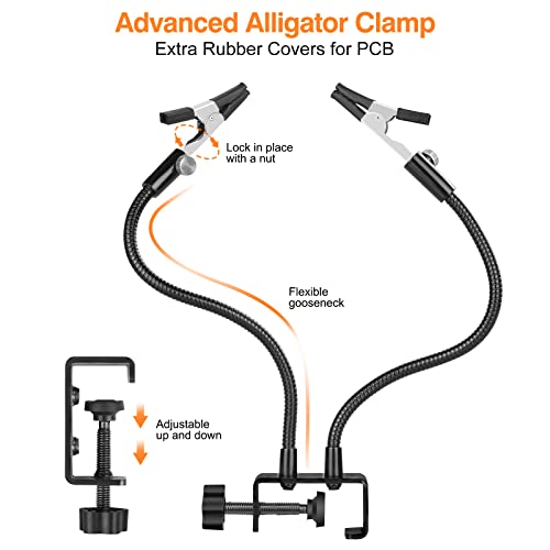 Magnifying Glass with Light, EOOKU 3-in-1 Magnifying Desk Lamp 5X & 10X Magnifying Glass with Light, Adjustable Swivel Gooseneck Arms & Heavy Duty Base Plate…