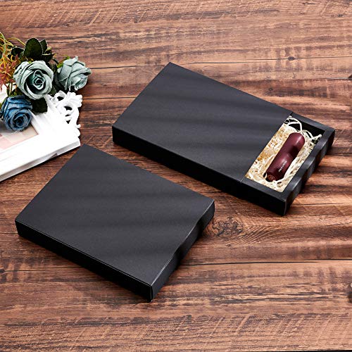 BENECREAT 10 Pack Kraft Paper Drawer Box 20x15x3cm Black Soap Jewelry Candy Snacks Boxes Small Gift Boxes for Wedding Party Favors and Festival Gift Packaging