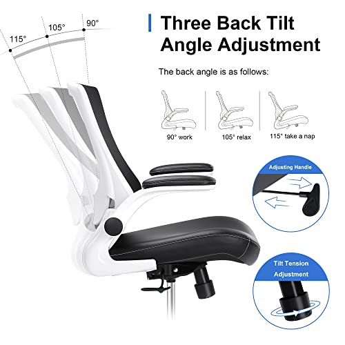 Misolant Drafting Chair, Tall Office Chair for Standing Desk, Desk Chair Ergonomic Office Chair with Flip Up Arm, Height Adjustable Lumbar Support and Footrest, Mesh Office Chair, 400lbs(White)