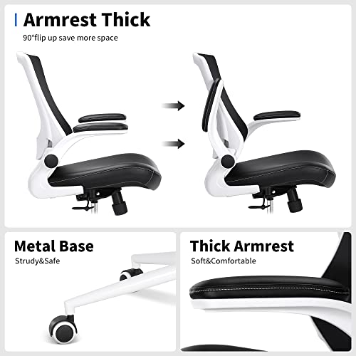 Misolant Drafting Chair, Tall Office Chair for Standing Desk, Desk Chair Ergonomic Office Chair with Flip Up Arm, Height Adjustable Lumbar Support and Footrest, Mesh Office Chair, 400lbs(White)