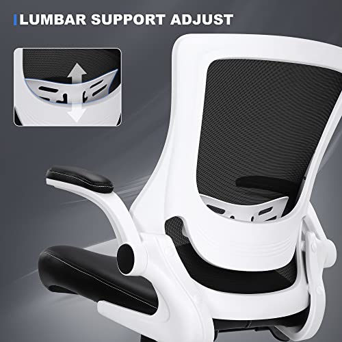 Misolant Drafting Chair, Tall Office Chair for Standing Desk, Desk Chair Ergonomic Office Chair with Flip Up Arm, Height Adjustable Lumbar Support and Footrest, Mesh Office Chair, 400lbs(White)