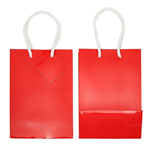 BLUE PANDA 20 Pack Small Red Paper Gift Bags with Handles, White Tissue Paper, and Hanging Tags (8 x 5.5 x 2.5 In)