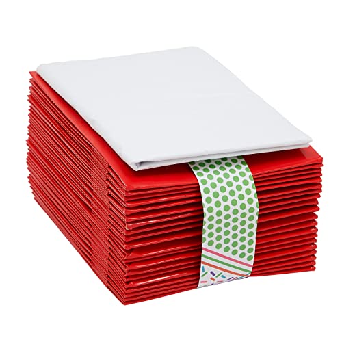 BLUE PANDA 20 Pack Small Red Paper Gift Bags with Handles, White Tissue Paper, and Hanging Tags (8 x 5.5 x 2.5 In)